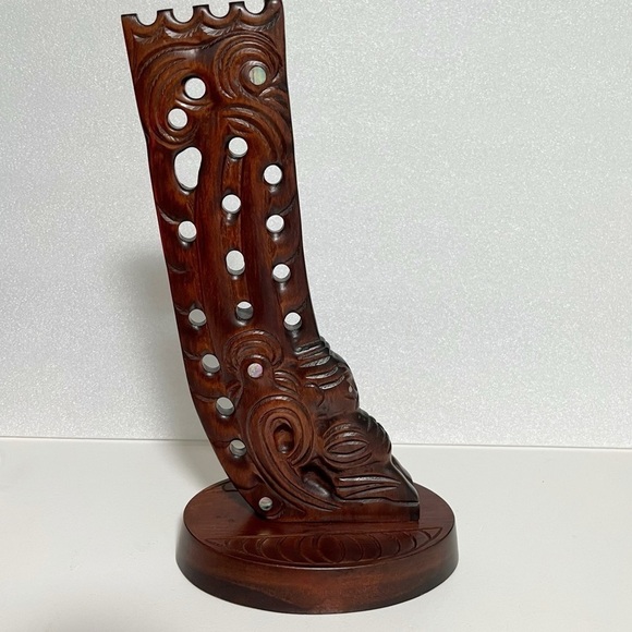 Art | Maori Carved War Canoe Taurapa Waka Stern Post Intricate Filigree ...